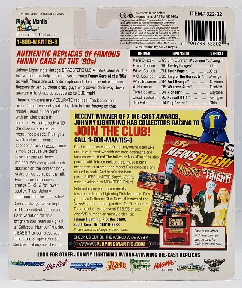 Johnny Lightning Dragsters USA Otter Pops Limited Edition Die Cast Car ...