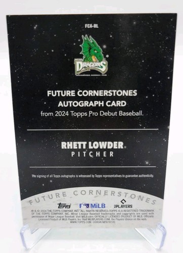 2024 Topps Pro Debut Rhett Lowder AUTO 3/75, FUTURE CORNERSTONES ON ...