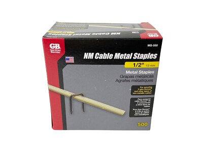 Box of 500 Gardner Bender NM Cable Metal Staples MS-550 1/2" W NEW | eBay