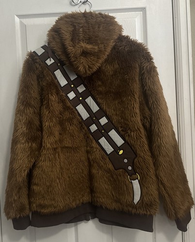 Disney Star Wars Chewbacca Jacket Mens Brown Cosplay Hoodie Faux Fur ...