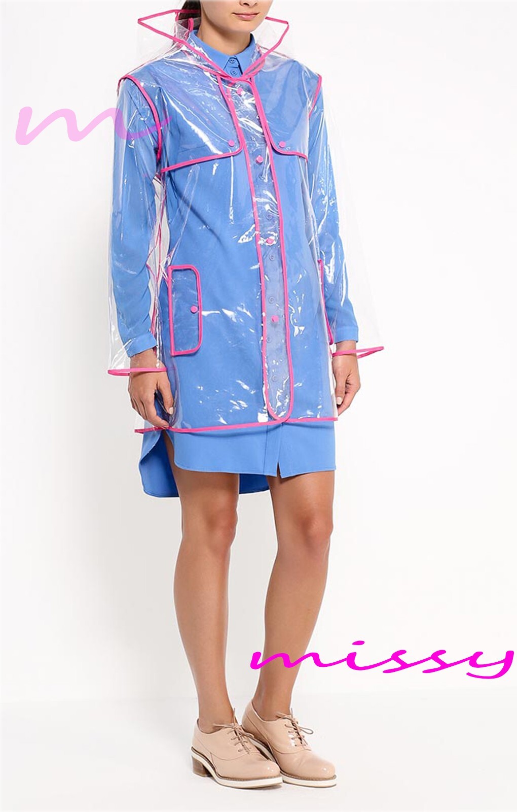 NEW Ladies WATERPROOF COAT Festival Transparent Rain Mac Jacket SIZE 8 ...