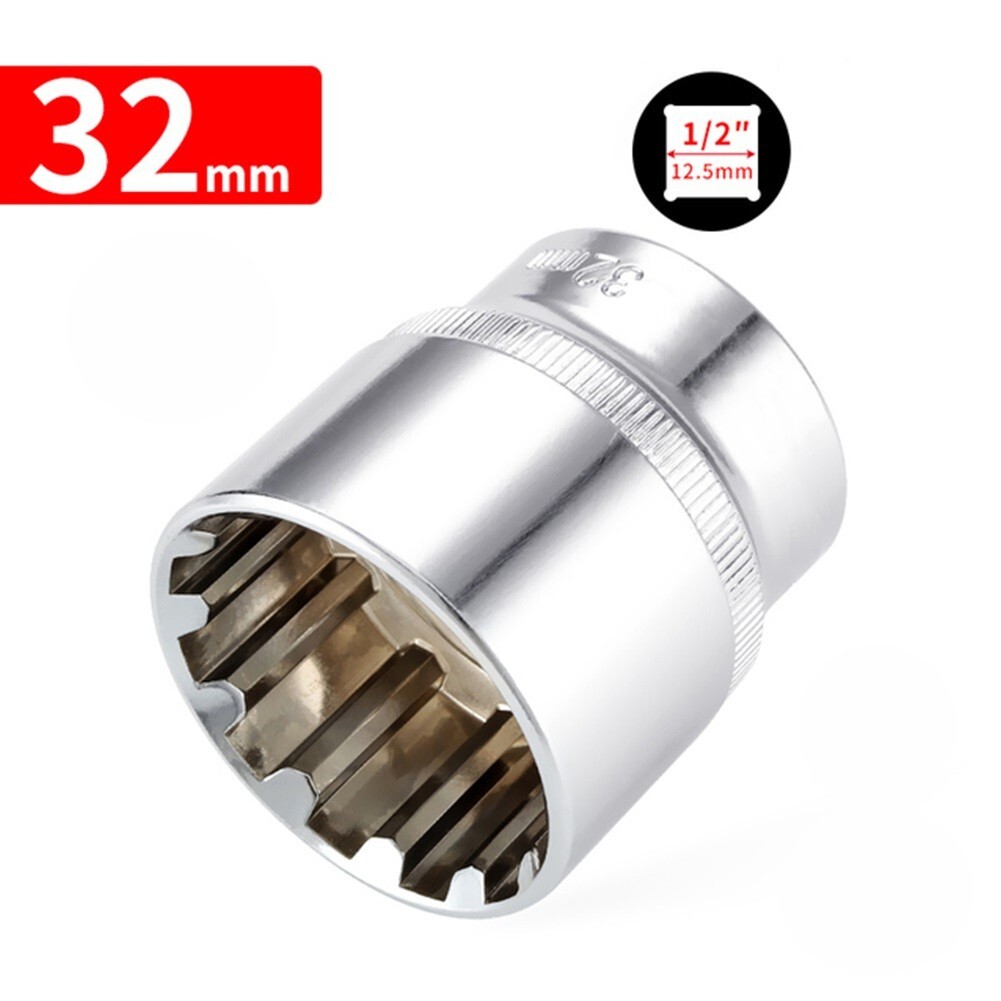 Short Socket Head 1/2 Inch Drive 8-32mm Chrome Plating Chrome Vanadium ...