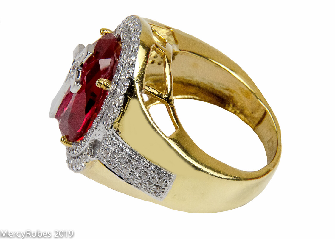 Mens Clergy Apostle Ring (MRG2031 G-R) Red Ruby, Sterling Silver w/Gold ...