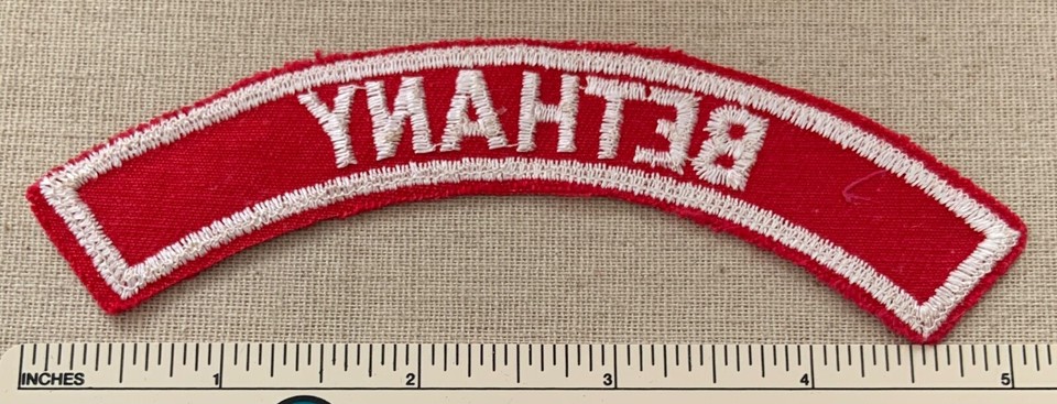 Vintage BETHANY Boy Scout Red & White Community Town Strip PATCH RWS ...