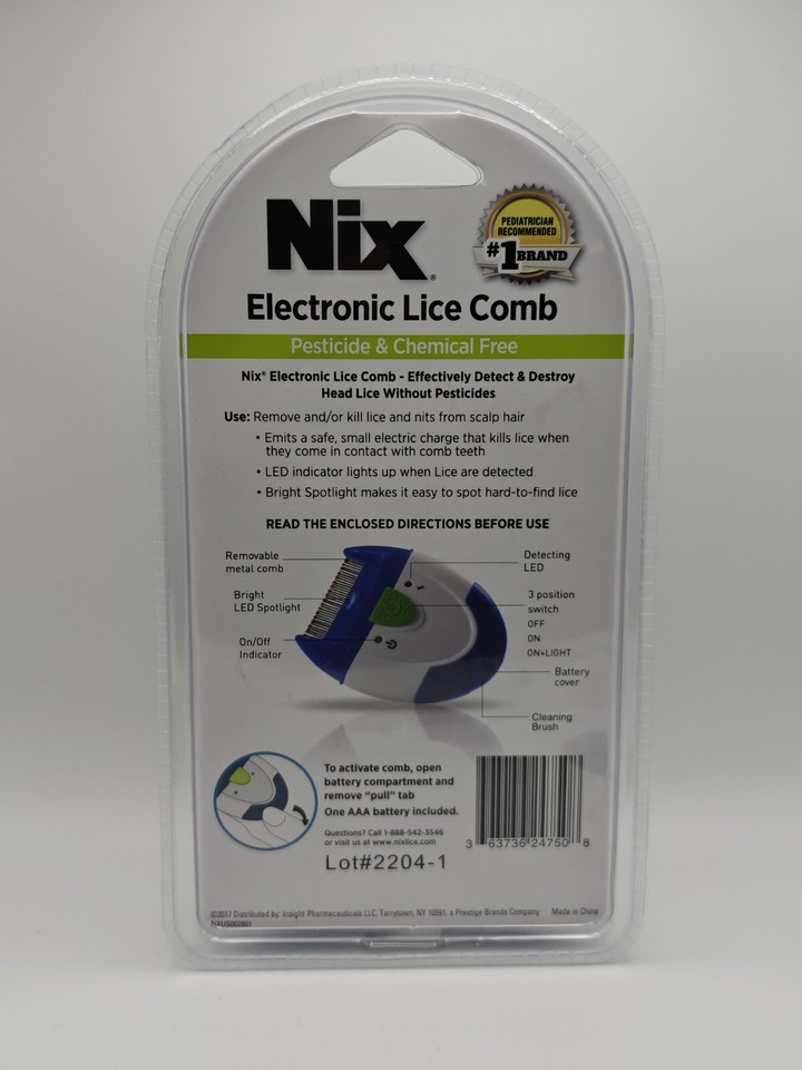 Nix Electronic Lice Comb Treatment Head Lice Removal Removes Lice ...