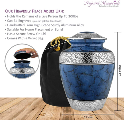 Marble Elegance Blue Cremation Urns Commemorative Cremation, 50% OFF