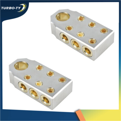 12 Volt Battery Terminals Pair of Car Audio SAE Top Post (6) 1/0 & 4 ...