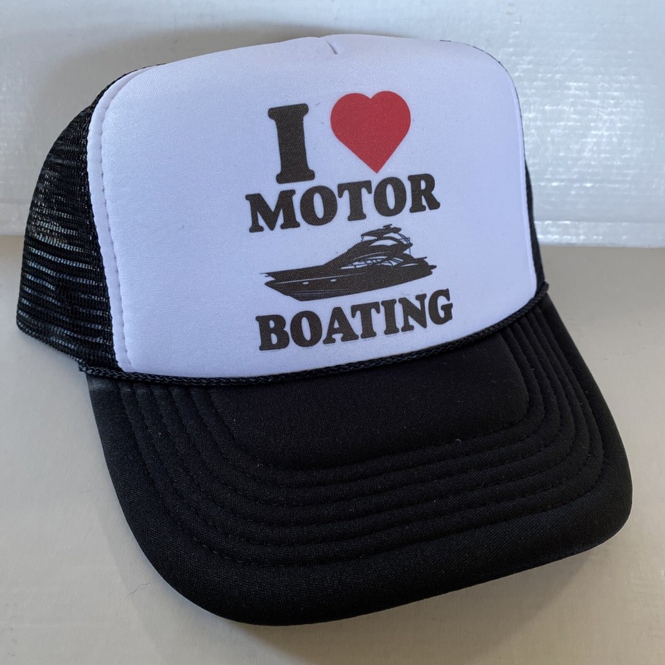 Vintage I Love Motor Boating Hat Funny Trucker Hat snapback Black Party ...