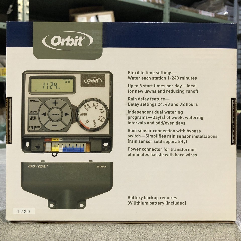 Orbit 28966 Easy Dial 6-Station Indoor Sprinkler Controller Gray ...