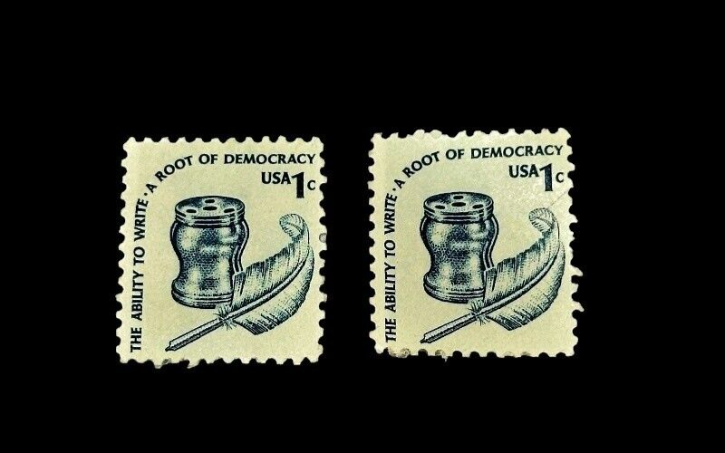 US 1 Cent Stamp 1977 Lot of 2 Scott 1581 The Ability to Write Root of ...