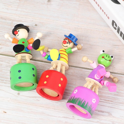 5 Pcs Wooden Toy Set Cartoon Clown Doll Child Funny Toys for Kids ...