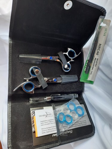 Shark Fin Professional Shears with Finger Fitting System, Leather Case | eBay