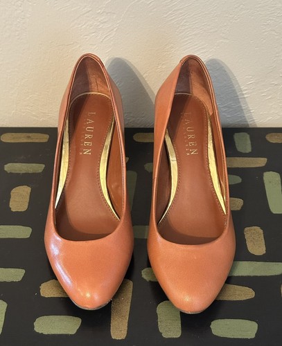 Lauren Ralph Lauren Harper Heels Pumps Camel Tan Leather Womens Shoes ...