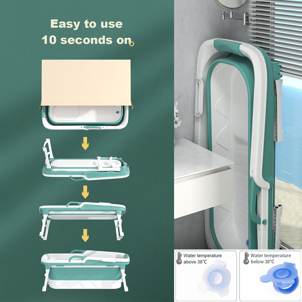 152cm XL Portable Shower Bathtub Collapsible Household Adult Folding ...