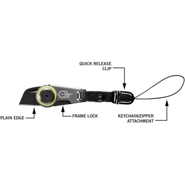 GERBER GDC Zip Blade Knife - Attaches to Zipper Pull Tab with Locking ...