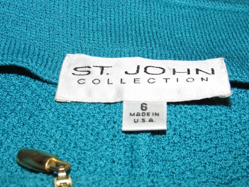 Stunning ST. JOHN COLLECTION Womens Size 6 Belted Sweater Teal Blue Zip ...