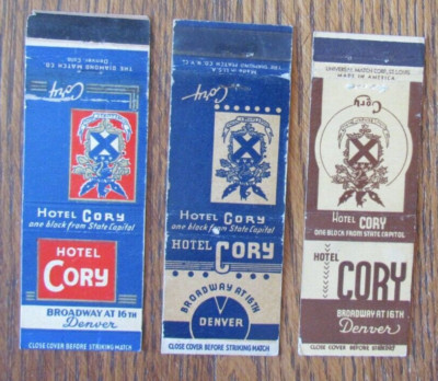 DENVER, COLORADO MATCHBOOK COVERS: CORY HOTEL EMPTY MATCHCOVERS -A | eBay
