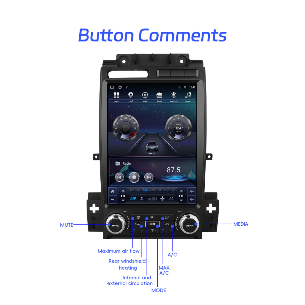 12.1" Android 13 Carplay 4+64G Tesla Car Stereo Radio For Ford Taurus ...