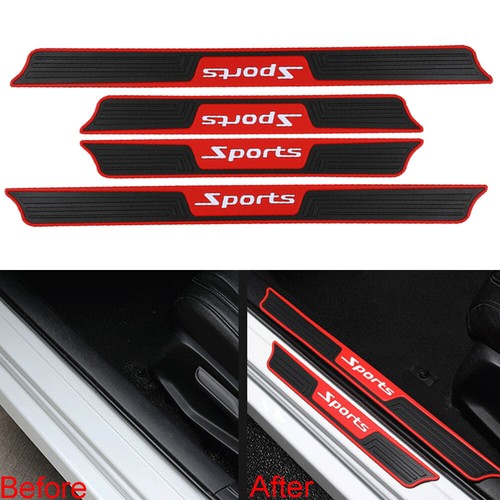 4x Rubber Car Door Scuff Sill Cover Panel Step Guard Scratch Protector ...