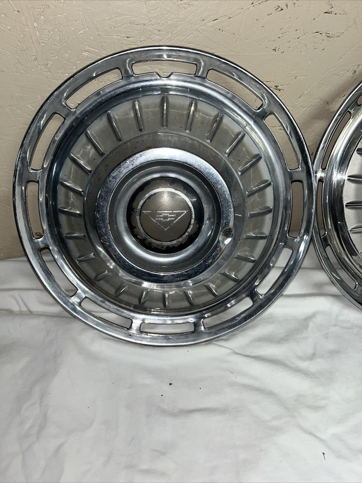 1962 Chevrolet Corvair Monza Hubcaps Set 2 13” Used Stainless Rare Used ...