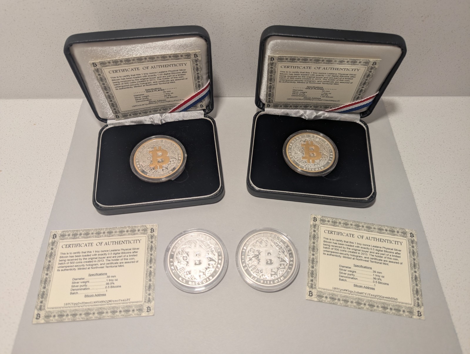 Full Set of Redeemed 1.0 and 0.5 BTC Lealana Coins | eBay