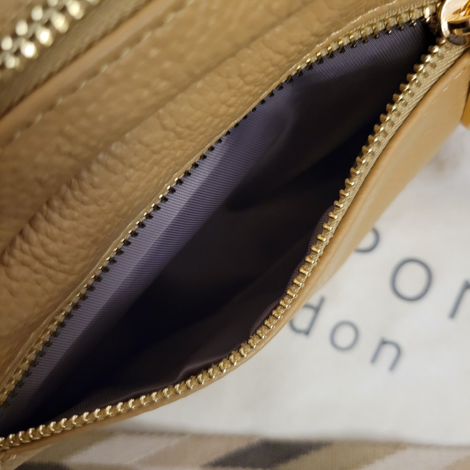 Pom Pom London Mayfair Leather Sand Stone Tan Crossbody Bag New Purse ...