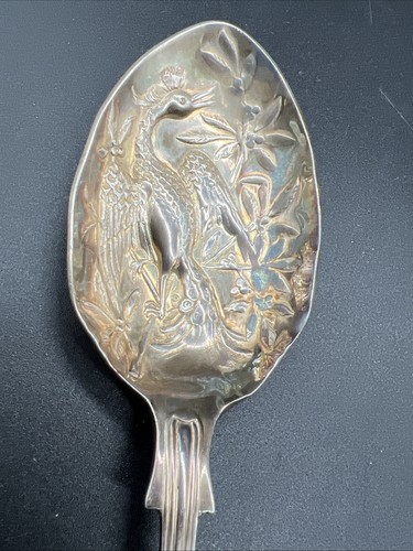 Victorian K & M EPNS ENGLAND Serving Spoon Phoenix Pheasant Peacock ...