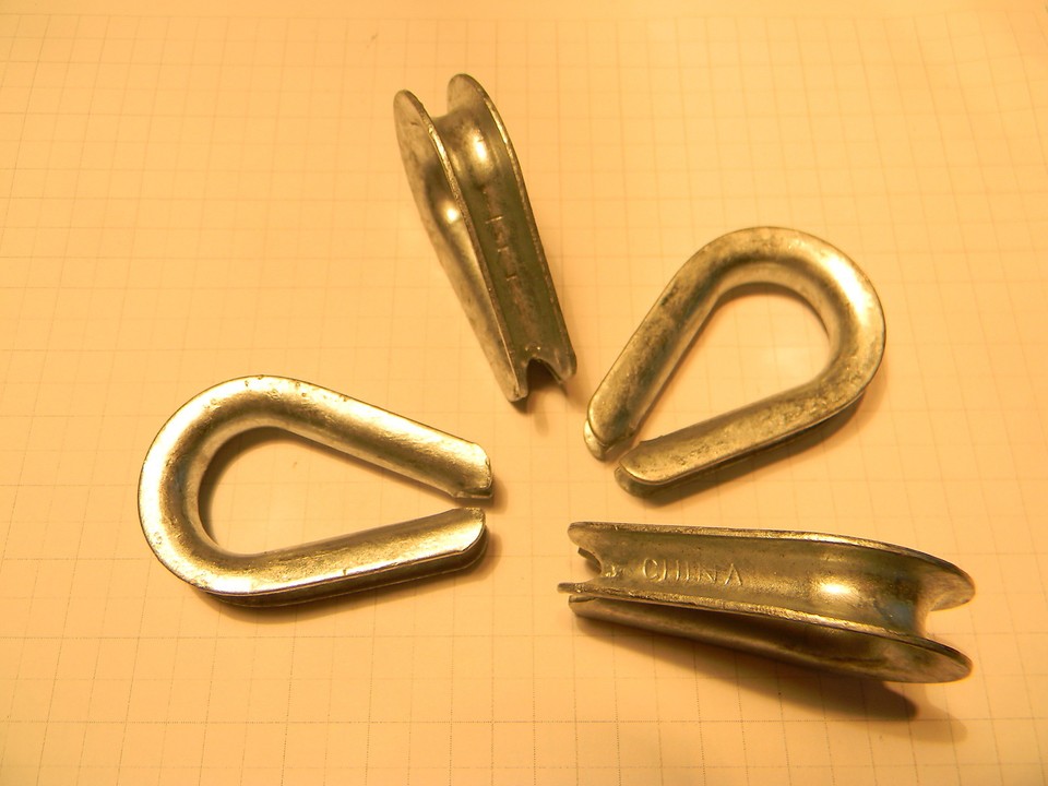 4 New 1/4" Eyelet Steel Cable / Rope Loop Guide Zinc Plated Galvanized ...