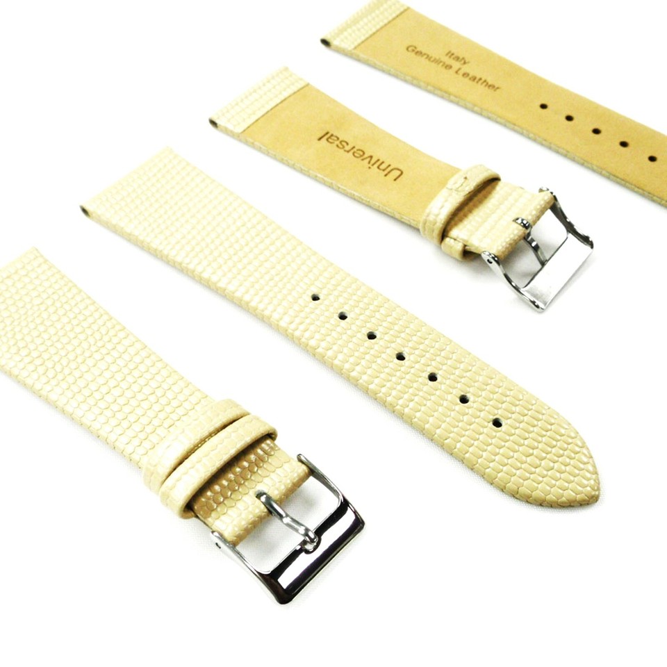 Watch Bands Flat Genuine Leather Lizard Grain 12MM to 24MM 8 Colors ...