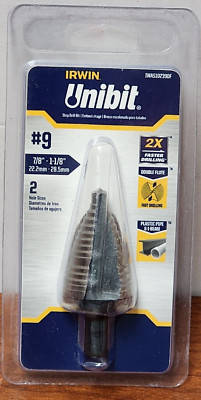 Irwin Unibit IWAS10239DF 7/8"-1-1/8" 2 Hole Sizes for Plastic Pipe & I ...