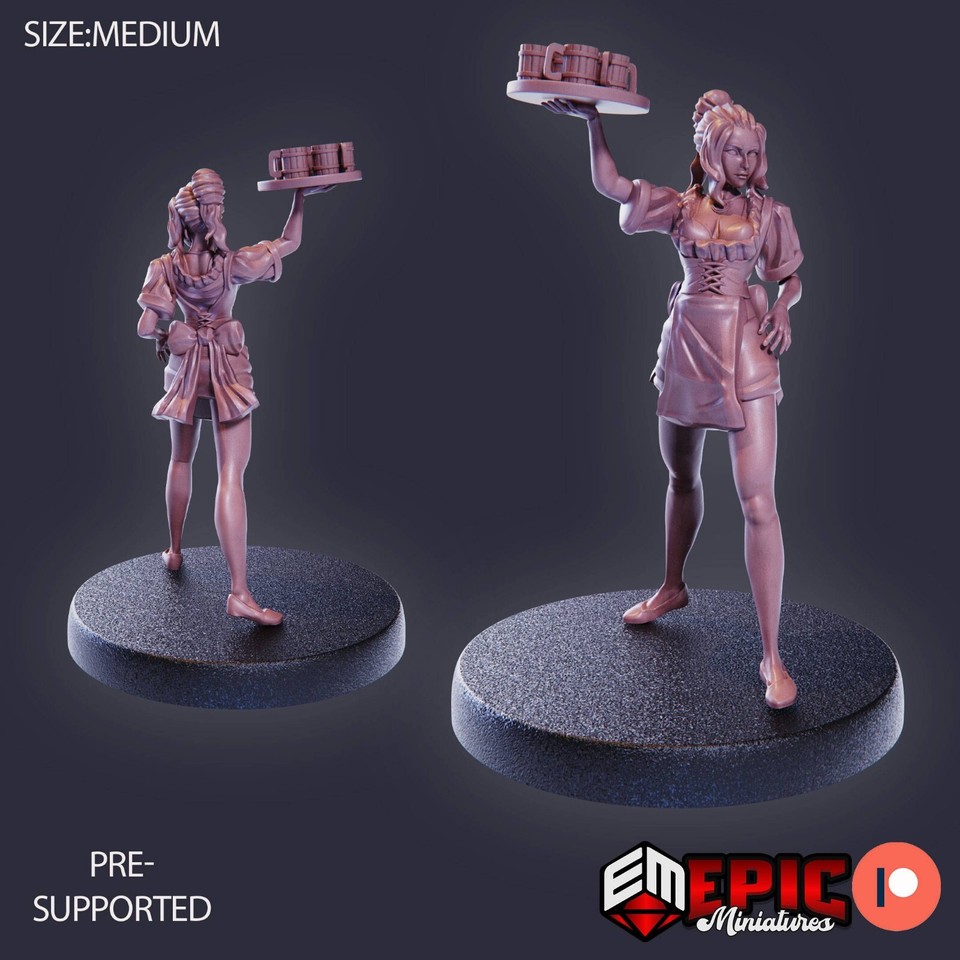 Tavern Waitress DnD Dungeons and Dragons Female Miniature - Epic ...