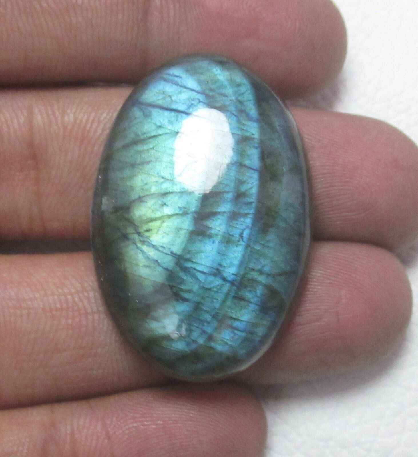 Natural Labradorite Cabochon Oval 61.90 Ct Flat back Loose Gemstone H ...