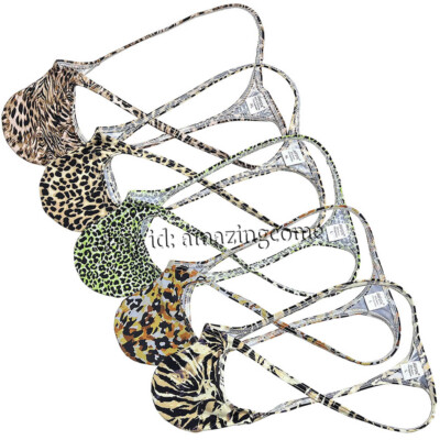 Mens Leopard Swim Thong Contour Pouch String Underwear Bodybuilding ...