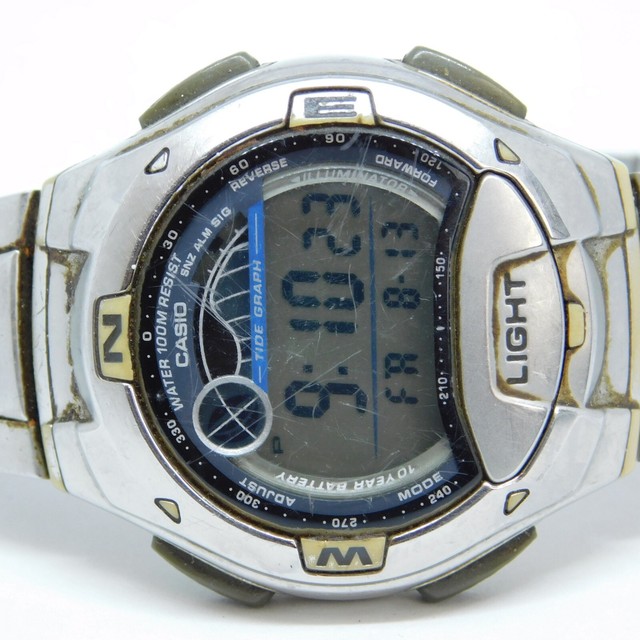 Men's Casio Tide Graph Digital Watch 2926 W753 Dual Time 5 Alarm Auto ...