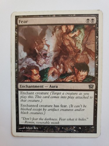 MTG Magic The Gathering Card Fear Enchantment Aura Black 9th Edition | eBay