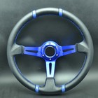 KA 350mm Deep Dished ABS Alloy Sport Steering Wheel w/ Horn Button Blue ...