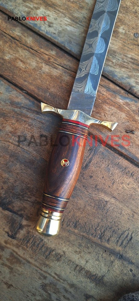 17" Hand Forged Damarcus Steel Hunting Double Edge Dagger Knife wood ...
