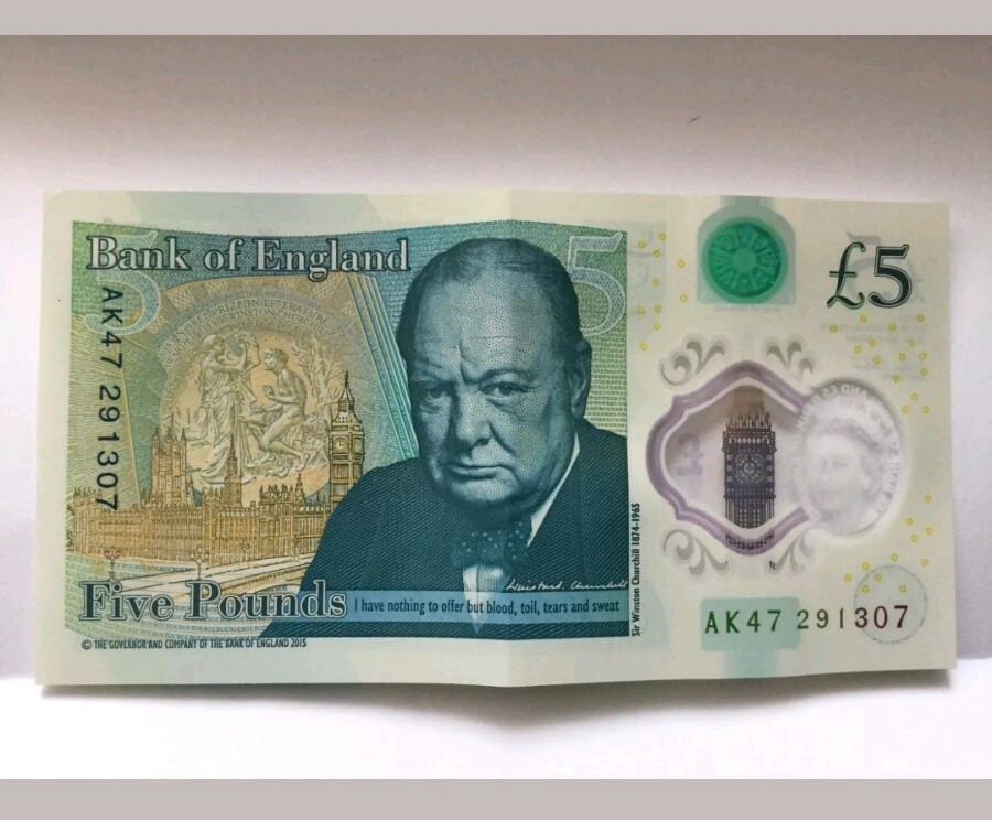 £5 5 Five Pound Note Churchill AK47 291307 fiver Unique serial Number ...