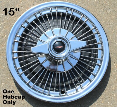 (ONE) Vintage OLDSMOBILE 15 Inch WIRE Spoke Two Bar SPINNER HUBCAP OEM ...