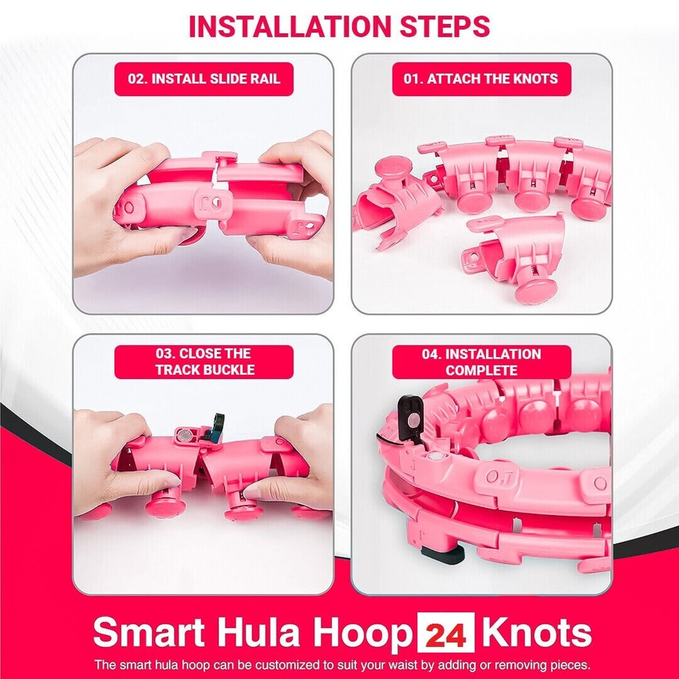 ZANOTY Smart Weighted Hula Hoop With Digital Counter 24 Knots Fitness ...