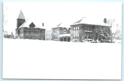 POSTCARD RPPC College of Mines Houghton Michigan Snow Scene Winter 1940 ...