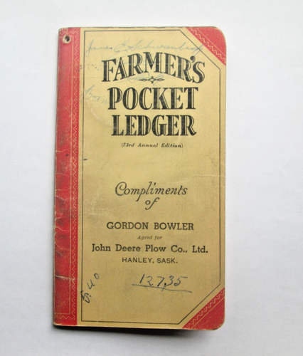 1939-1940 JOHN DEERE TRACTOR FARMERS POCKET LEDGER JOHN DEERE PLOW CO ...