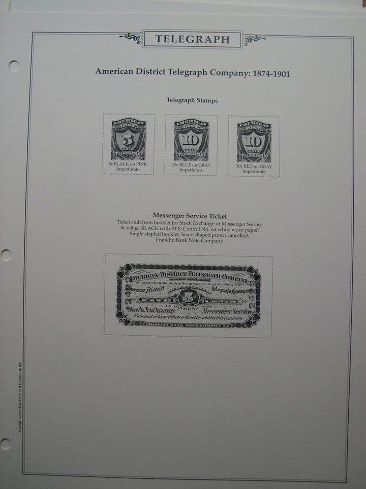 USA 1862-1947 Telegraph stamp album pages by William L Rink **NEW* GB2 ...