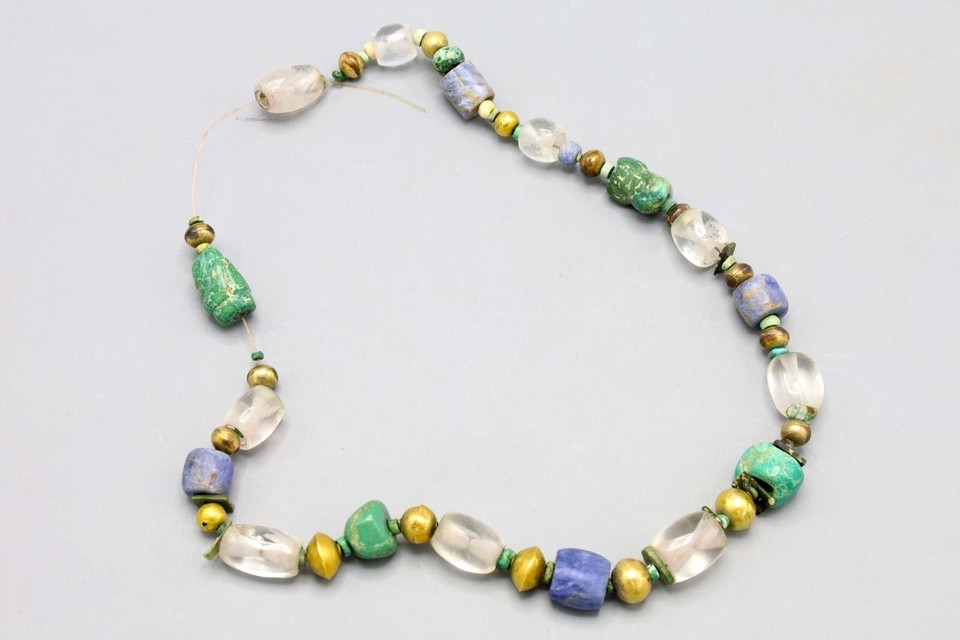 RARE, Ancient Precolumbian Inca Aymara Gemstone Beads Necklace, Gold ...