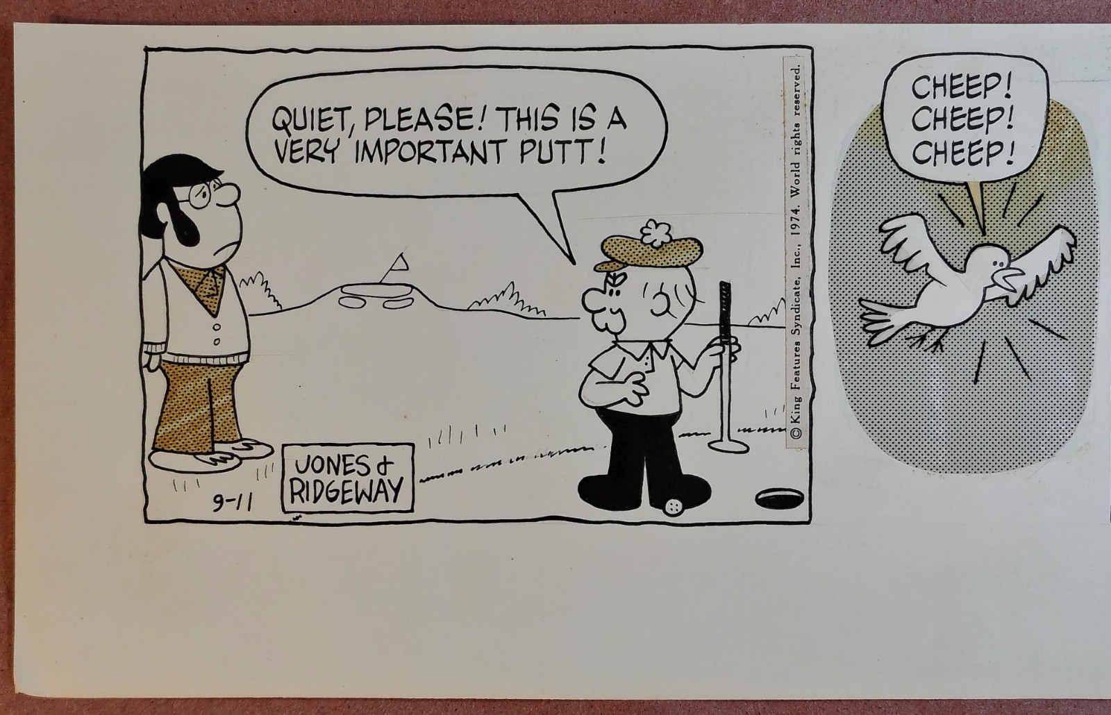 1974 RALSTON JONES & FRANK RIDGEWAY GOLF Original Pen And Ink Comic ...