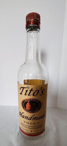 Empty 1 Liter Glass Bottle of Tito's Handmade Vodka Bar Decoration ...