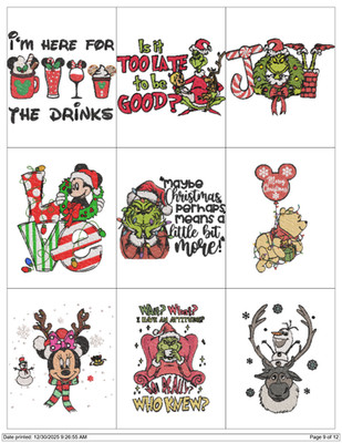 100 CHRISTMAS CARTOON CHARACTERS EMBROIDERY MACHINE DESIGNS COLLECTION ...