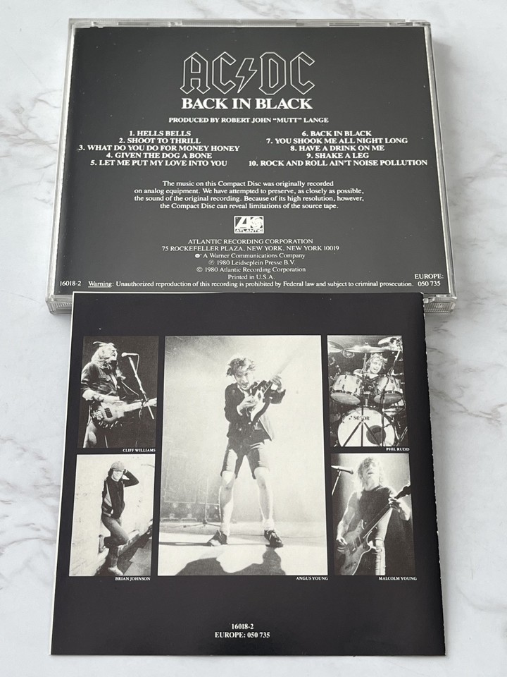 AC/DC Back In Black CD ORIGINAL JVC PRESS! Atlantic 16018-2 Brian ...