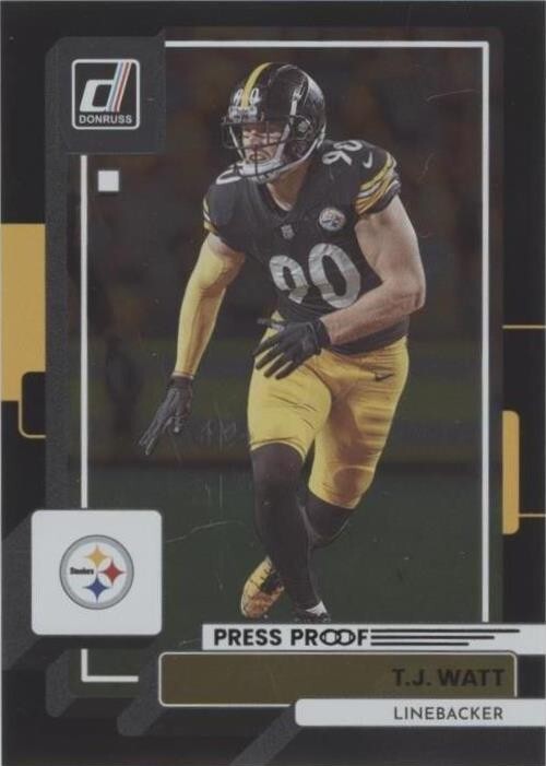 2022 Panini Donruss - T.J. Watt #221 Press Proof Black /10 for sale ...