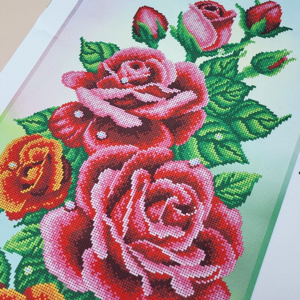 Bead Embroidery Kit Roses DIY Craft Kit stamped Bead t-1108 | eBay